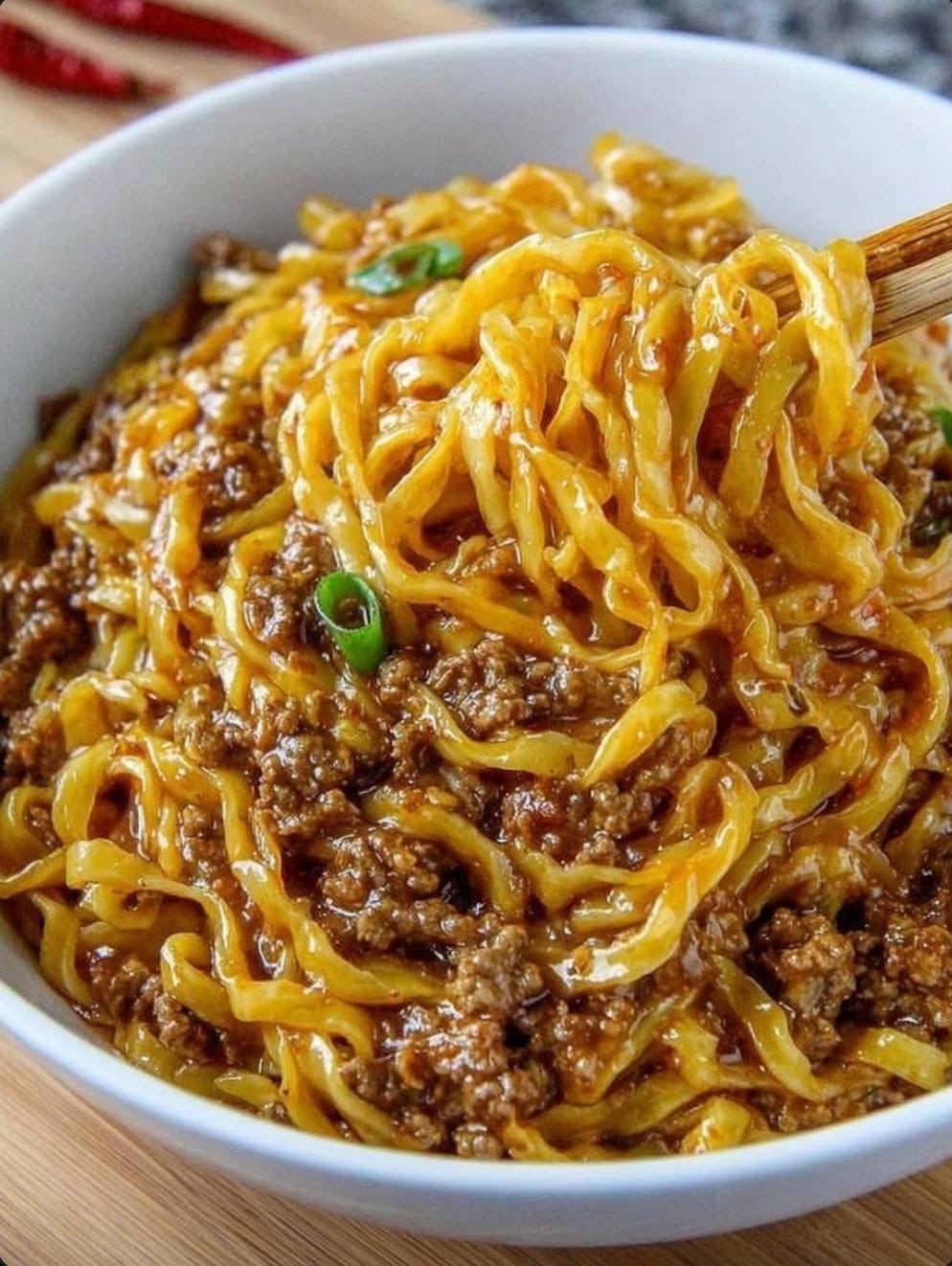 Finger-licking Mongolian Ground Beef Noodles